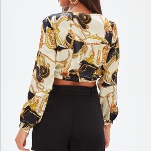 Missguided | Tops | Black Chain Print Elastic Wrap Crop Top | Poshmark